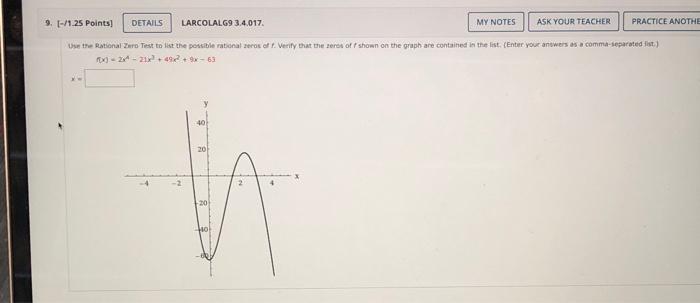 Solved Use the Rational Zero Test to the possible rational | Chegg.com