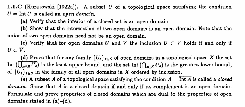 Solved 1.1.C (Kuratowski [1922a]). ﻿A subset U ﻿of a | Chegg.com