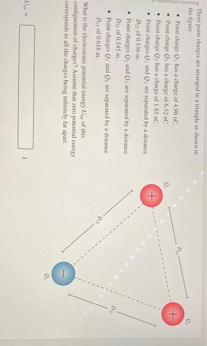 Solved Three point charges are arranged in a triangle as | Chegg.com