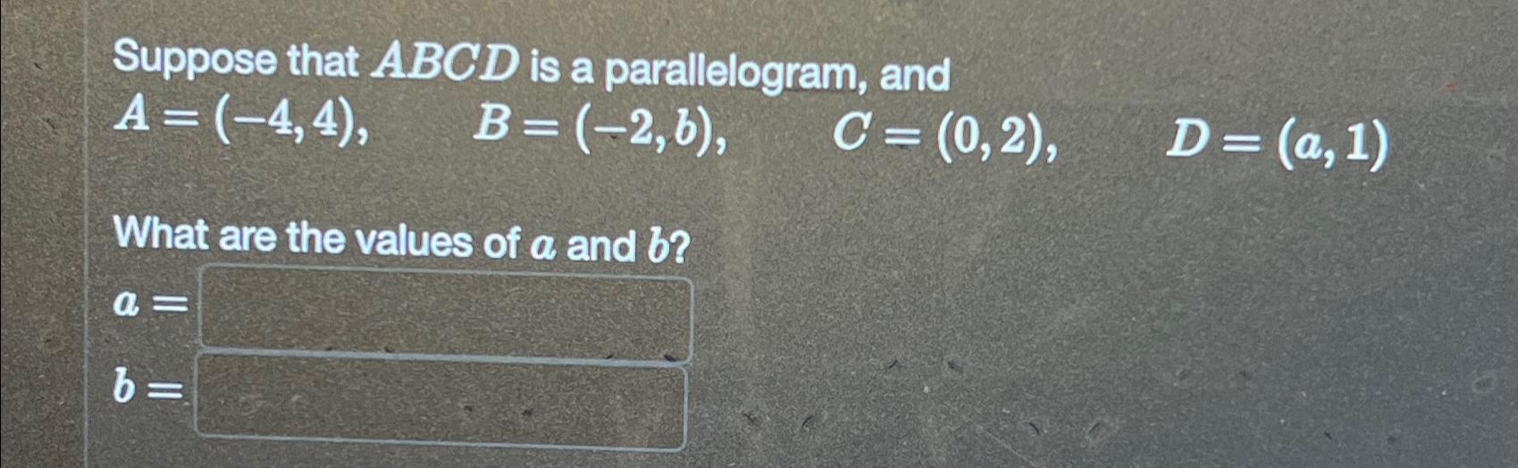 Solved Suppose that ABCD is a parallelogram, | Chegg.com