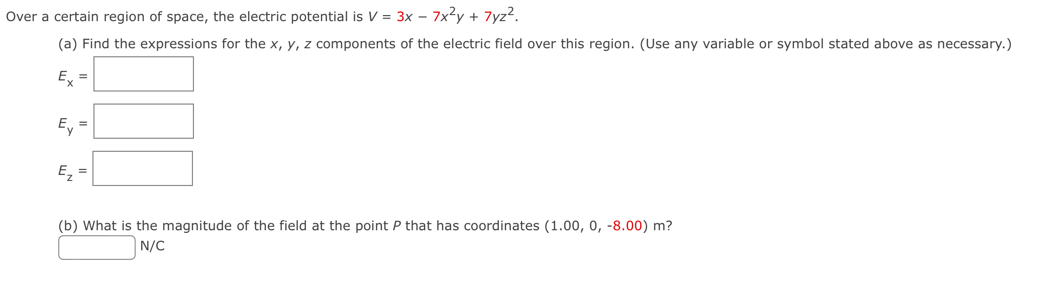 Solved Over a certain region of space, the electric | Chegg.com