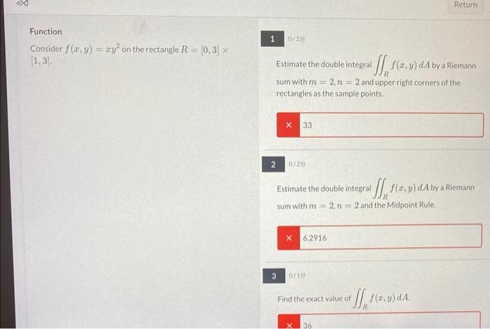 Solved Function Consider f(x,y)=xy2 on the rectangle | Chegg.com