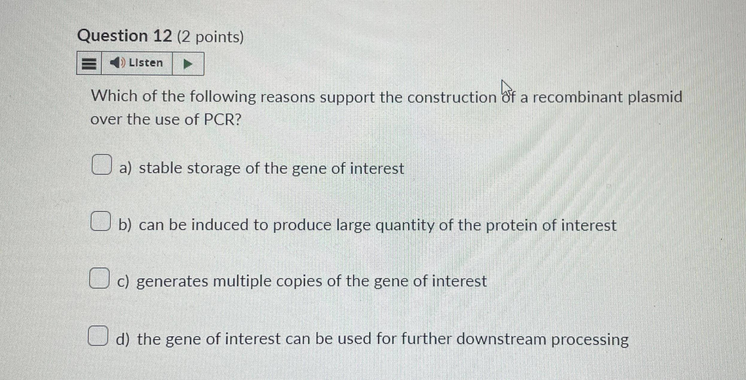 Solved Question 12 (2 ﻿points)LIstenWhich of the following | Chegg.com