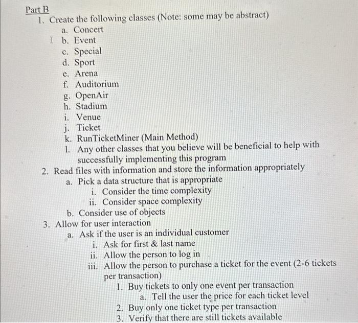 Solved Part B 1. Create the following classes (Note: some | Chegg.com