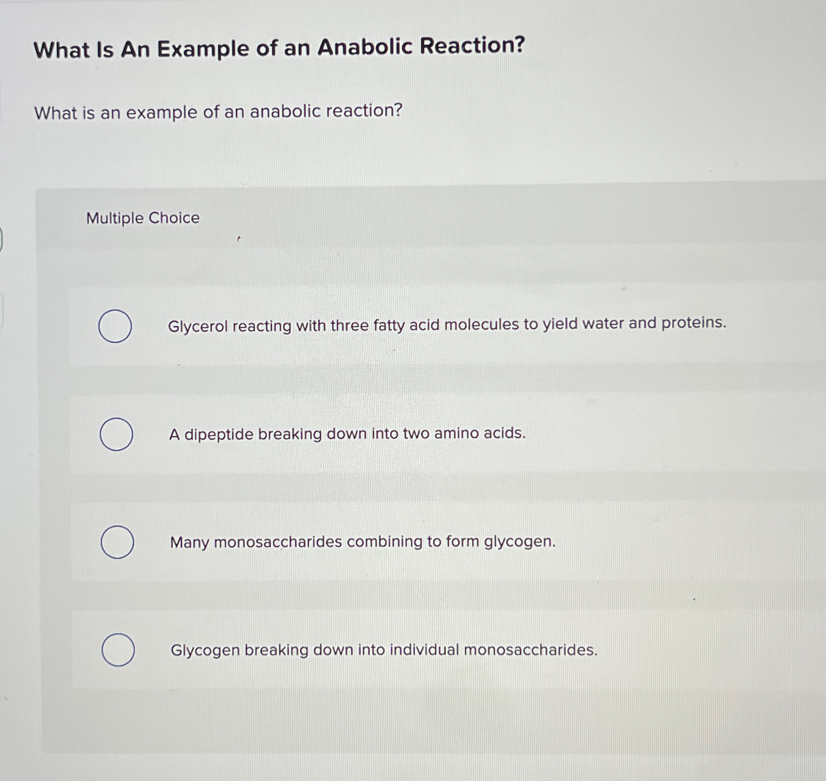 Solved What Is An Example of an Anabolic Reaction?What is an | Chegg.com