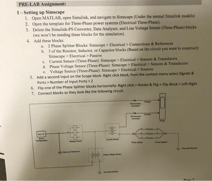 PRE-LAB Assignment: I - Setting up Simscape 1. Open | Chegg.com