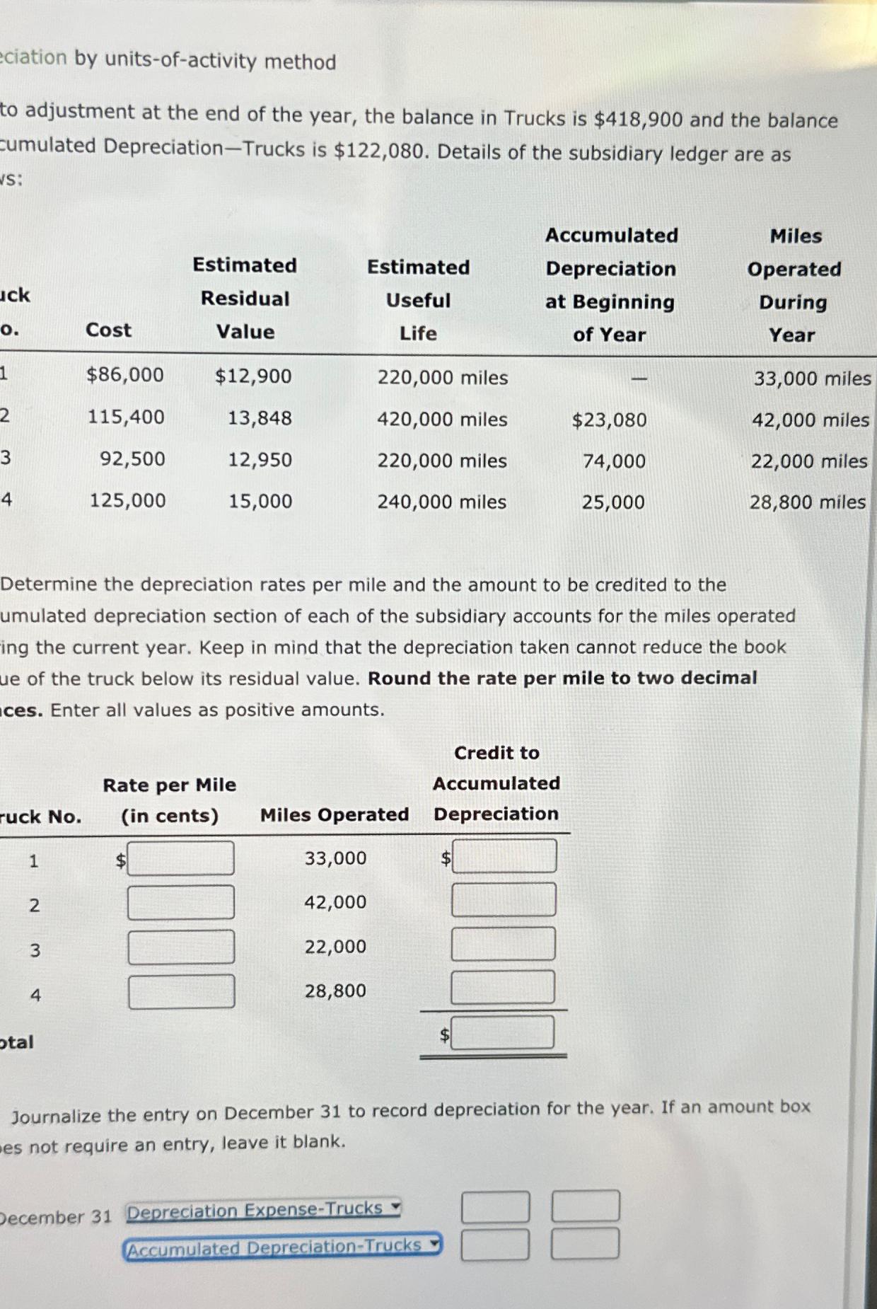 Solved ciation by units-of-activity methodto adjustment at | Chegg.com
