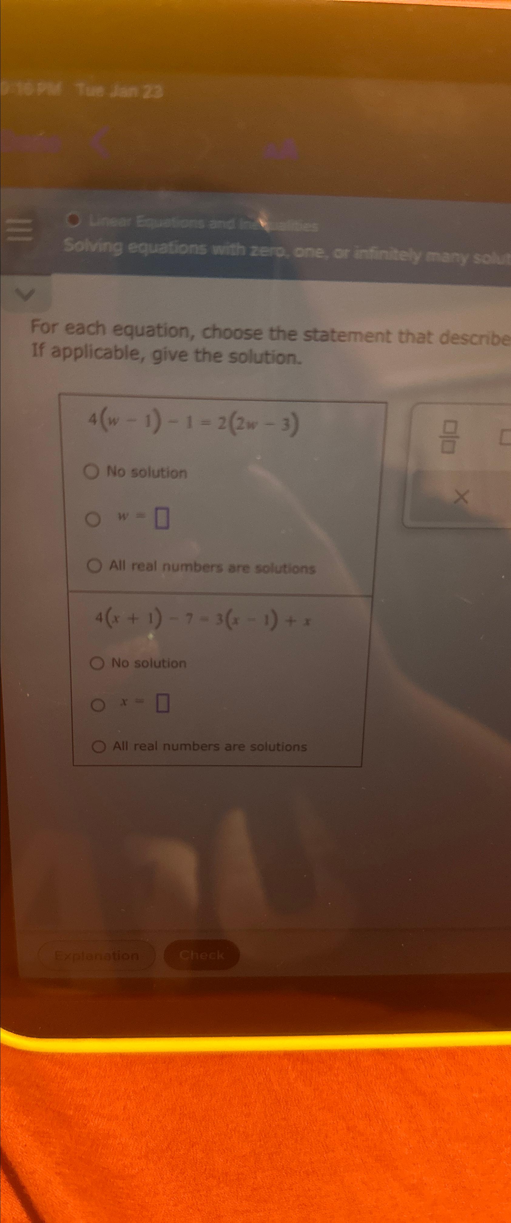 Solved For each equation, choose the statement that describe | Chegg.com