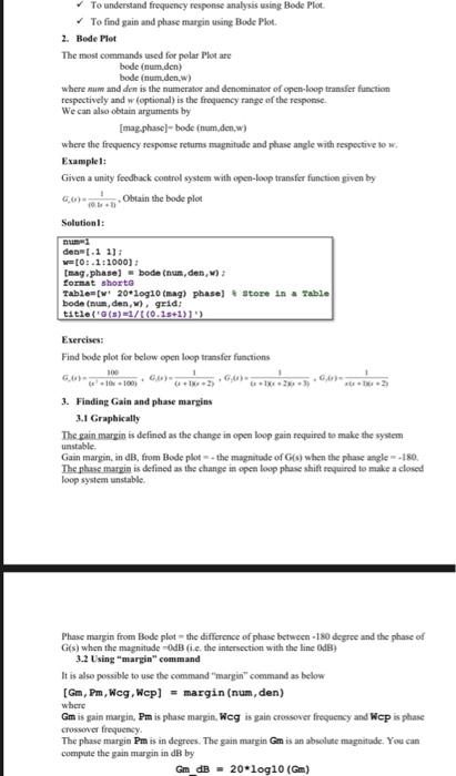 Solved To undenstand frequency response analysis using Bode | Chegg.com