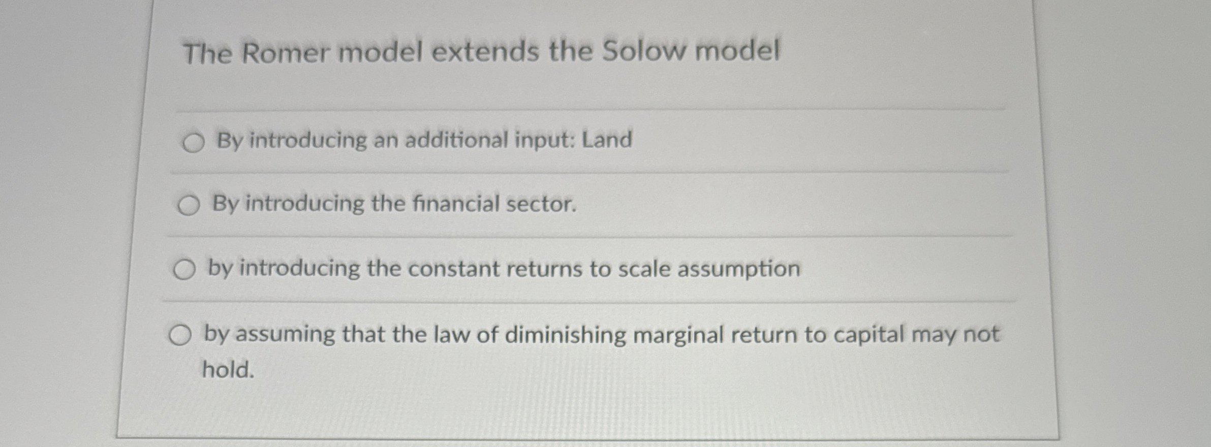 Solved The Romer model extends the Solow modelBy introducing | Chegg.com