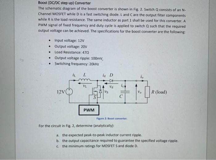 Solved Boost (DC/DC step up) Converter The schematic diagram | Chegg.com