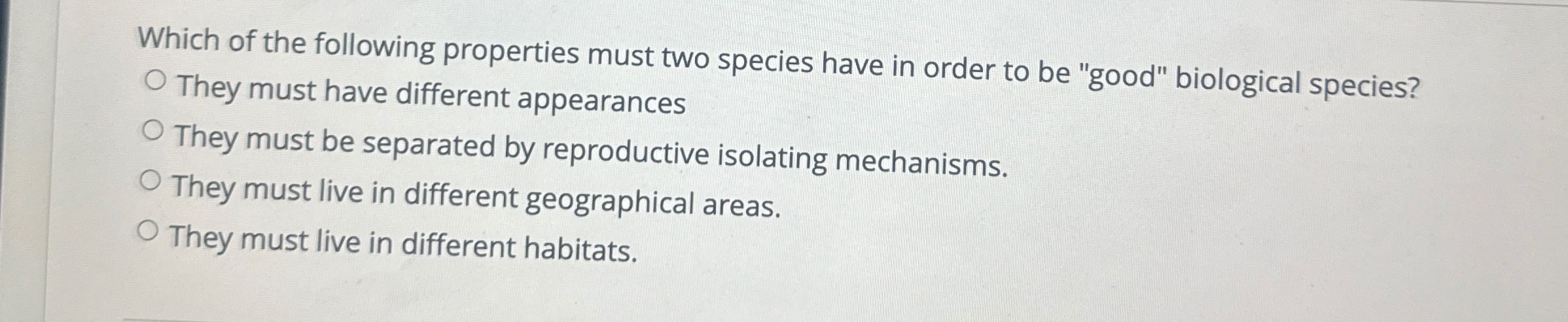 Solved Which of the following properties must two species | Chegg.com