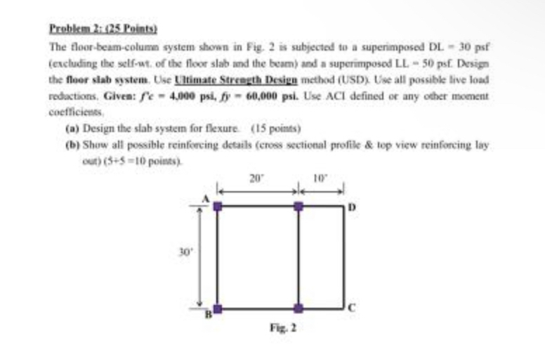 Solved Prohlem 2: 25 ﻿Points)The floor-beam-column system | Chegg.com