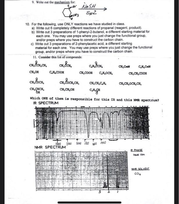 Solved 9. Write out the mechanism for: for NASH ICH3 SN2 10. | Chegg.com