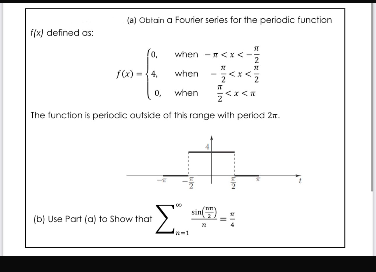 Solved (a) ﻿Obtain a Fourier series for the periodic | Chegg.com