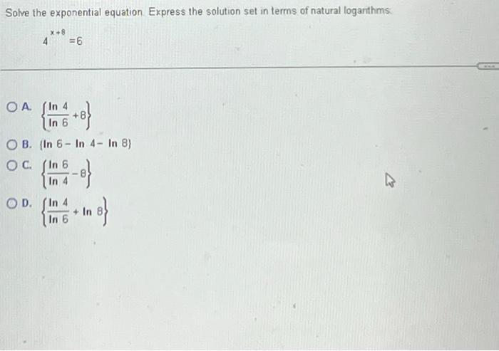 Solved Solve the exponential equation. Express the solution | Chegg.com