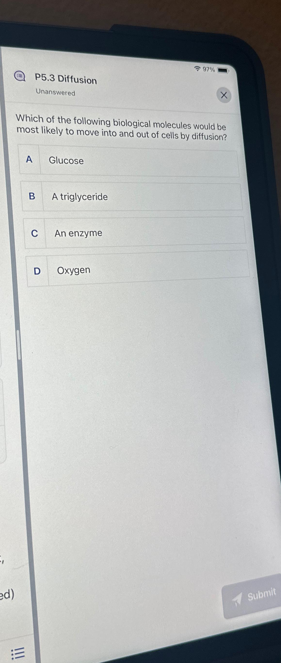 Solved P5.3 ﻿DiffusionUnansweredWhich of the following | Chegg.com