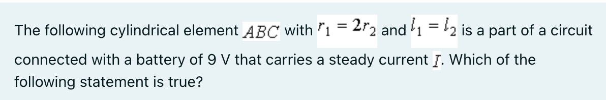 Solved The following cylindrical element ABC with r1=2r2 | Chegg.com