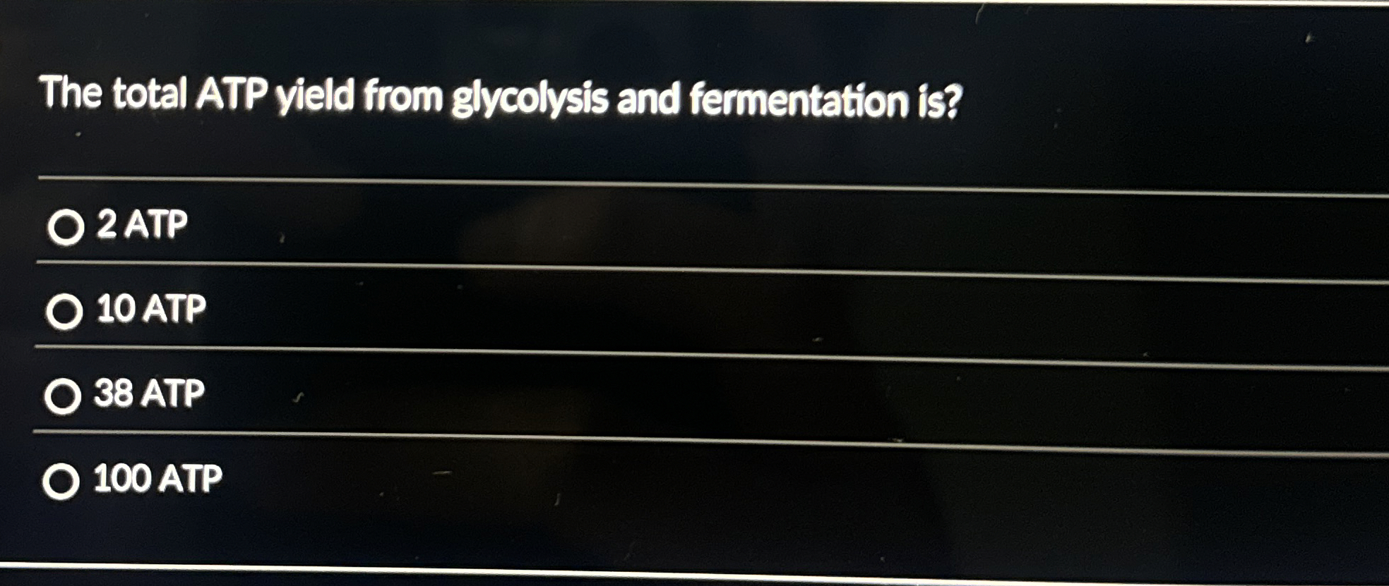 Solved The total ATP yield from glycolysis and fermentation | Chegg.com