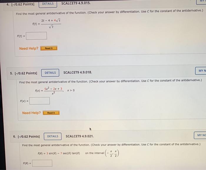 Solved MT 4. [-/0.62 Points] DETAILS SCALCET9 4.9.015. Find | Chegg.com