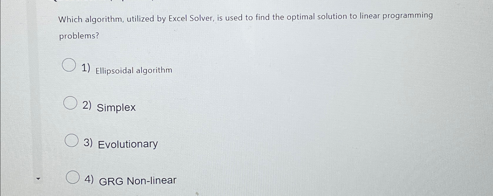 Solved Which algorithm, utilized by Excel Solver, is used to | Chegg.com