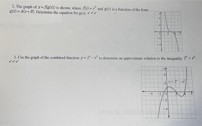 Solved 2. The graph of y=f(g(x)) is shown, where f(x)=x3 and | Chegg.com