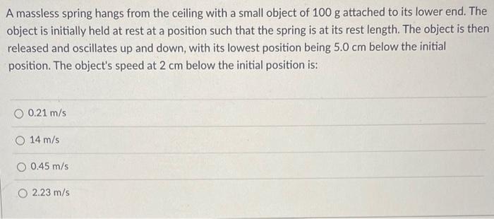 Solved A massless spring hangs from the ceiling with a small | Chegg.com