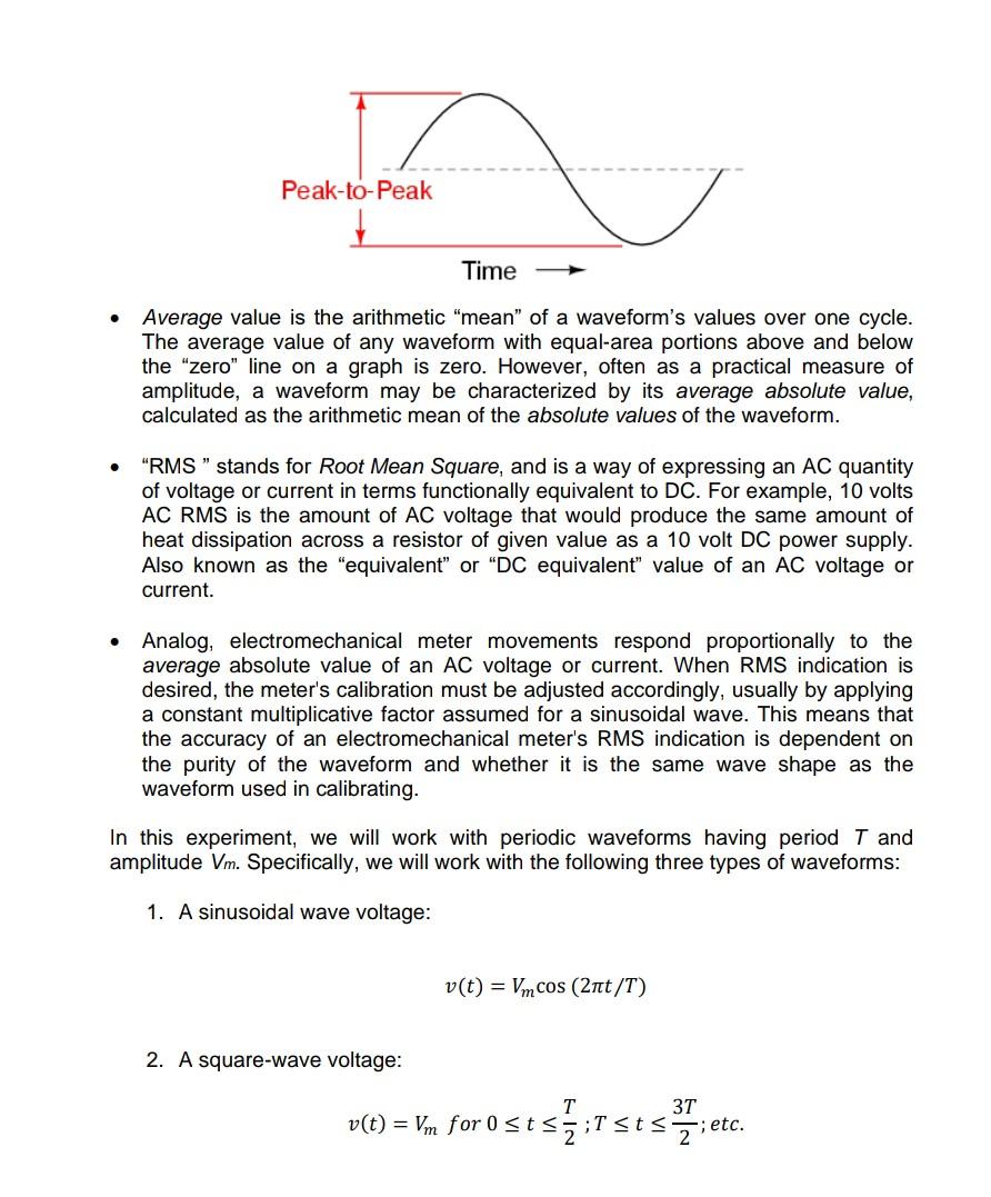 Solved Average and RMS Values Experiment # 4 OBJECTIVES 1. | Chegg.com