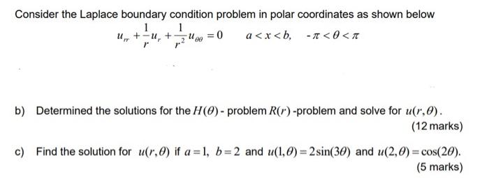 Solved Consider the Laplace boundary condition problem in | Chegg.com