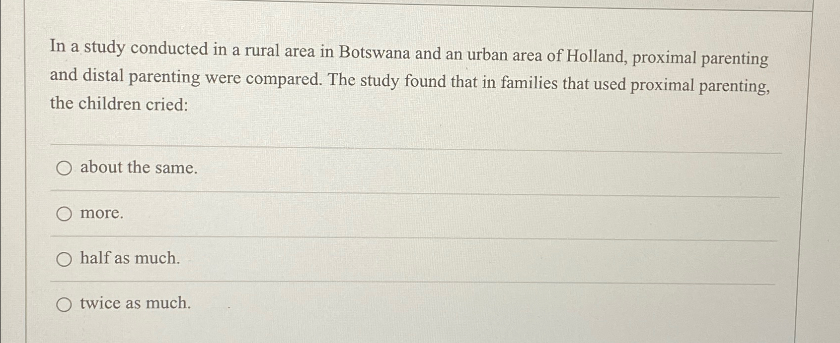 Solved In a study conducted in a rural area in Botswana and | Chegg.com