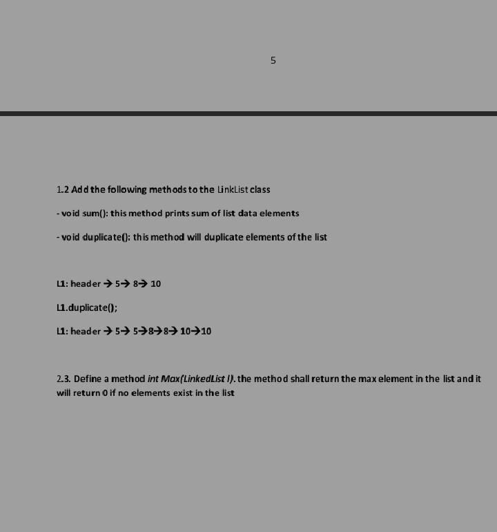 Solved 1.2 Add the following methods to the LinkList elass - | Chegg.com