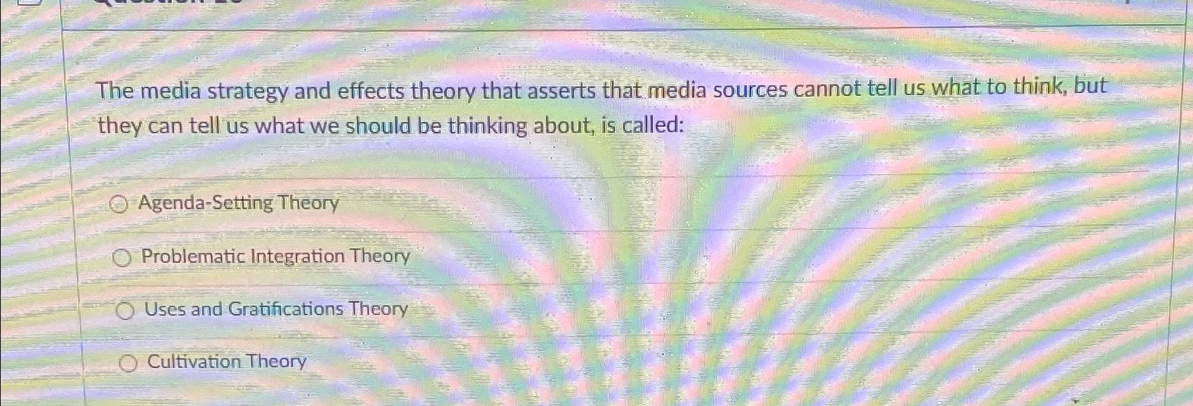 Solved The media strategy and effects theory that asserts | Chegg.com