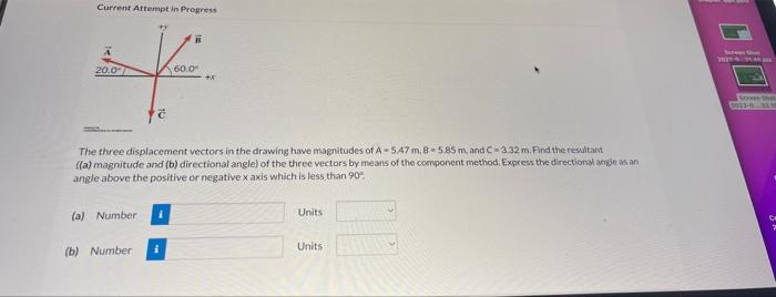 Solved Current Attempt in Progress 20.0 60.0 fe The three | Chegg.com