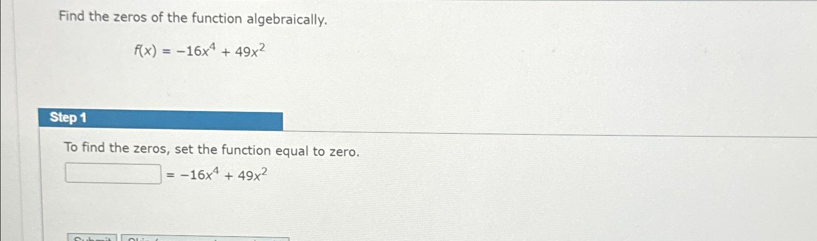 Solved Find the zeros of the function | Chegg.com
