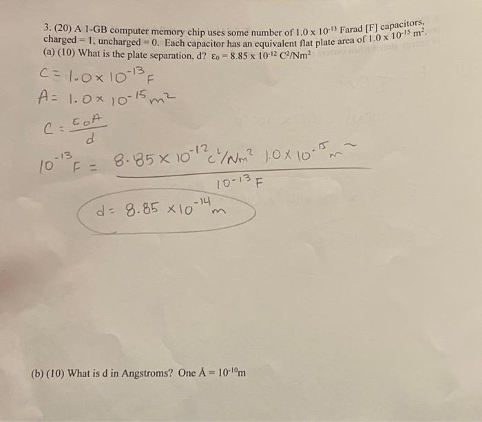 Solved 3. (20) A 1-GB computer memory chip uses some number | Chegg.com