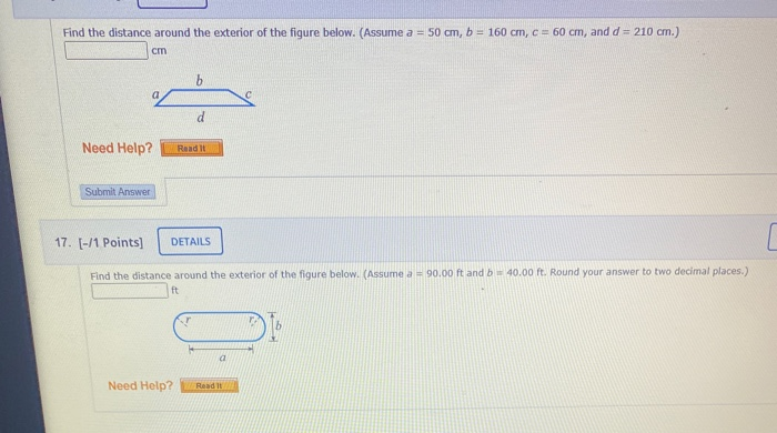 Solved Find the distance around the exterior of the figure | Chegg.com