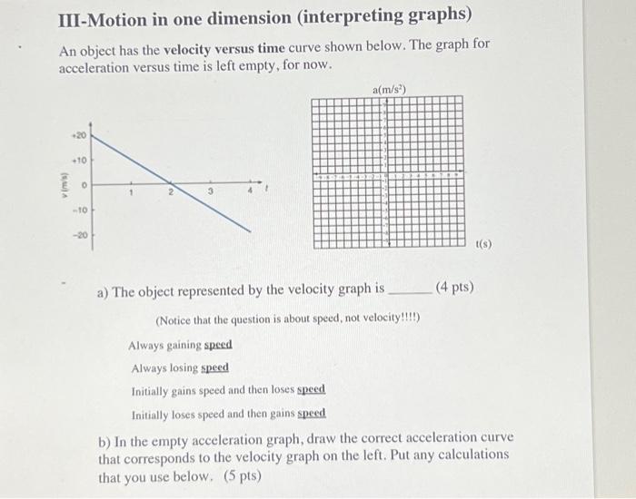 Solved III-Motion in one dimension (interpreting graphs) An | Chegg.com