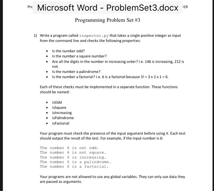 Solved Prc Microsoft Word - Problem Set3.docx 19 Programming | Chegg.com