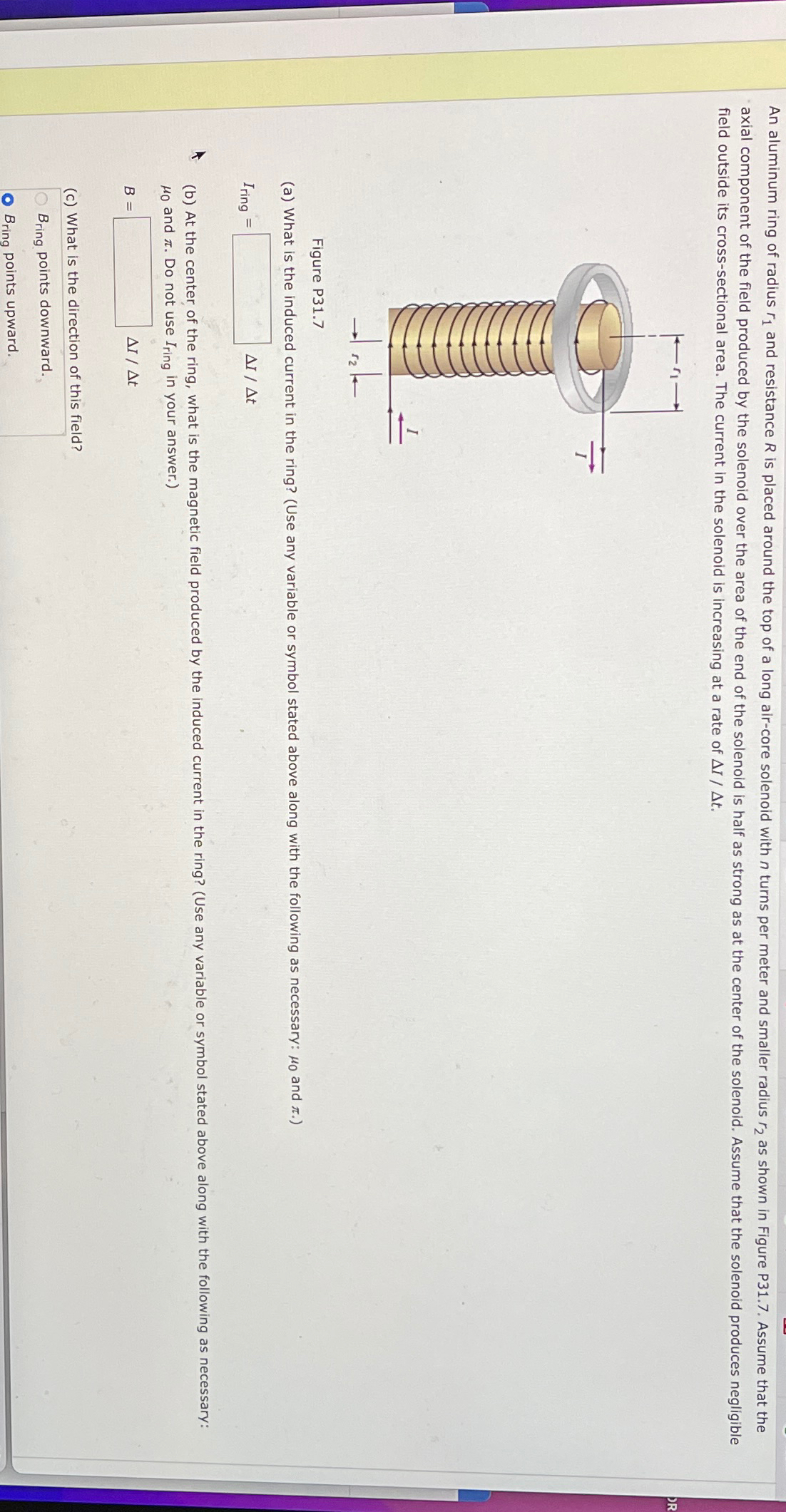 Solved field outside its cross-sectional area. The current | Chegg.com