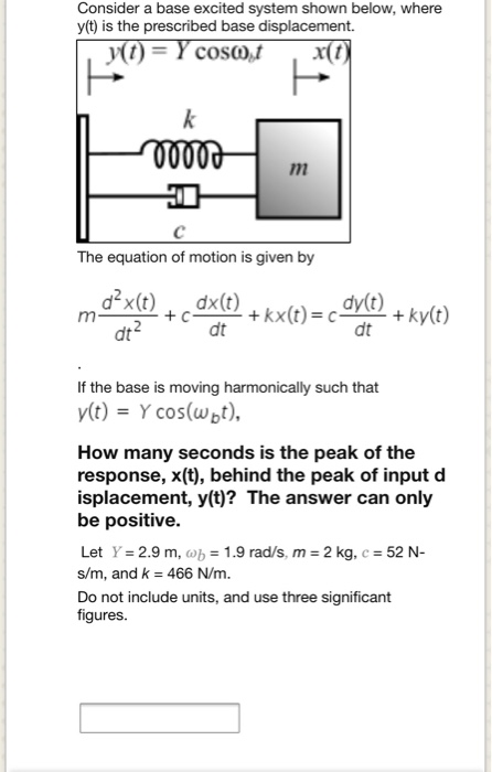 Solved Consider a base excited system shown below, where | Chegg.com