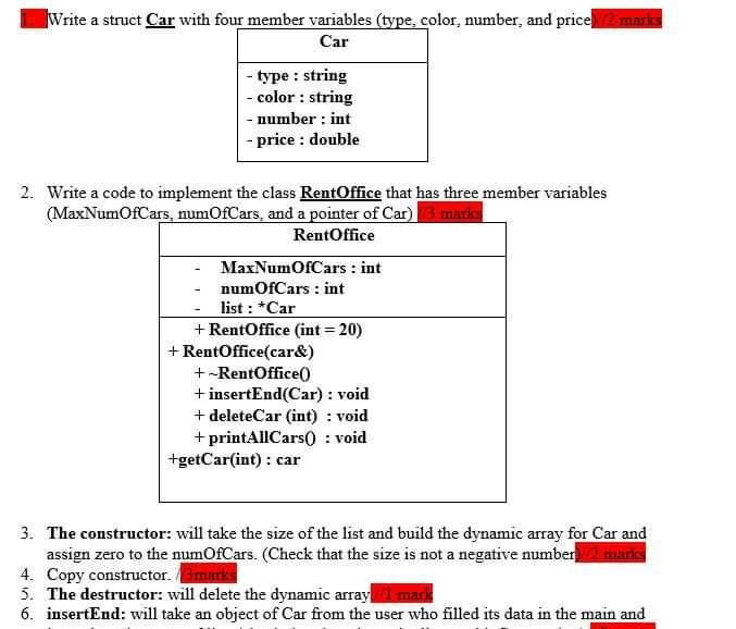 Solved Write a struct Car with four member variables (type, | Chegg.com