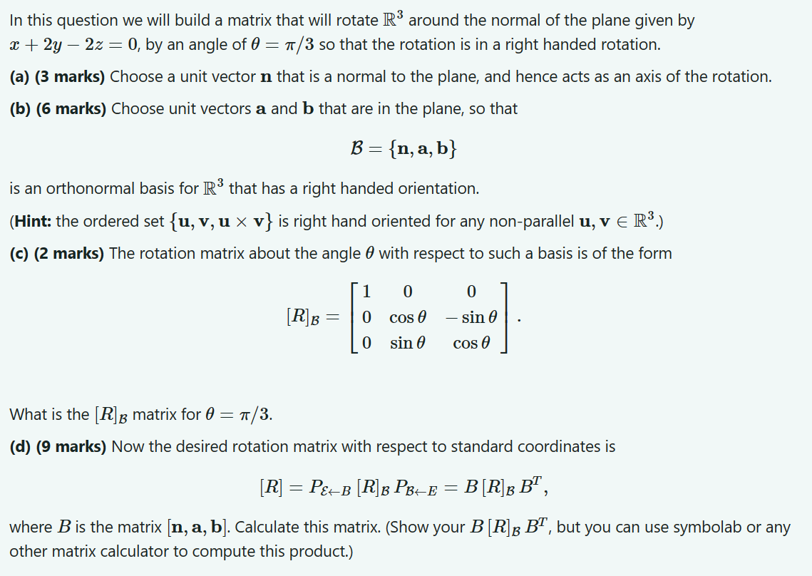 Solved In this question we will build a matrix that will | Chegg.com
