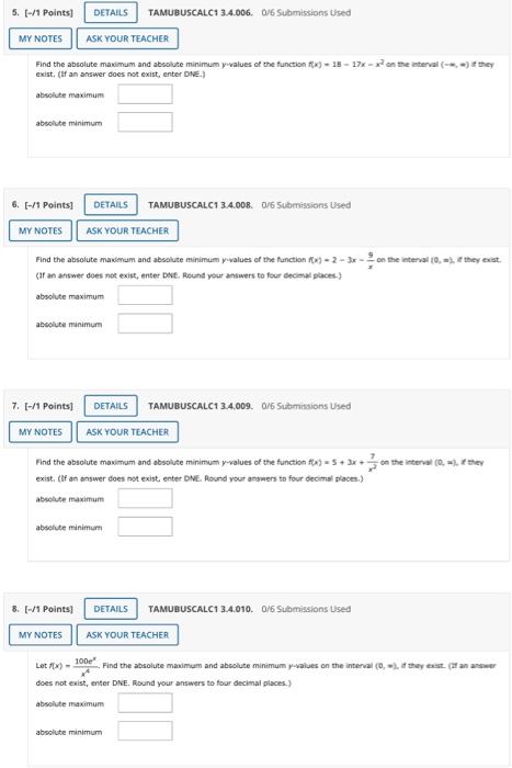 Solved 5. 1-/1 Points) DETAILS TAMUBUSCALC1 3.4.006. 06 | Chegg.com Solved 5. 1-/1 Points) DETAILS TAMUBUSCALC1 3.4.006. 06 | Chegg.com