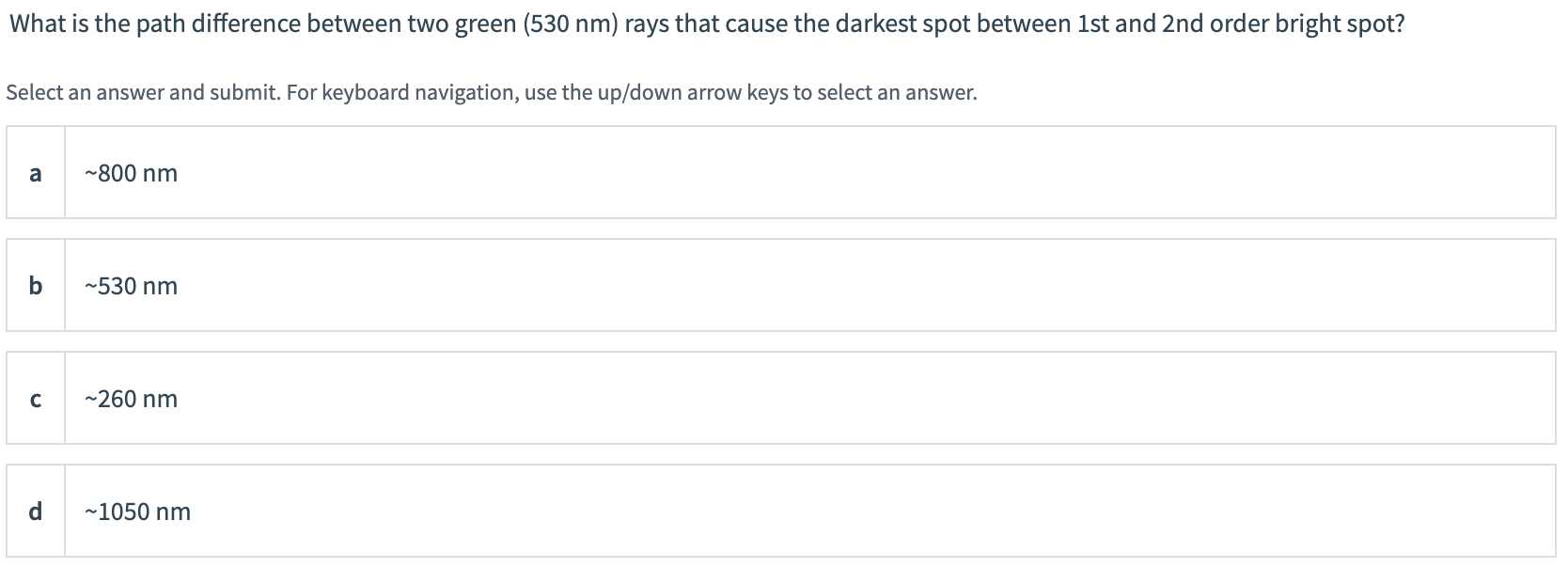 Solved What is the path difference between two green (530nm) | Chegg.com Solved What is the path difference between two green (530nm) | Chegg.com