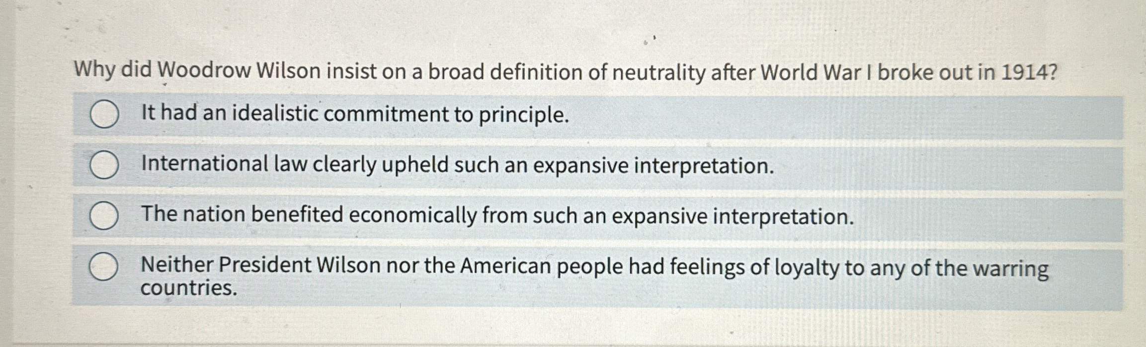 Solved Why did Woodrow Wilson insist on a broad definition | Chegg.com