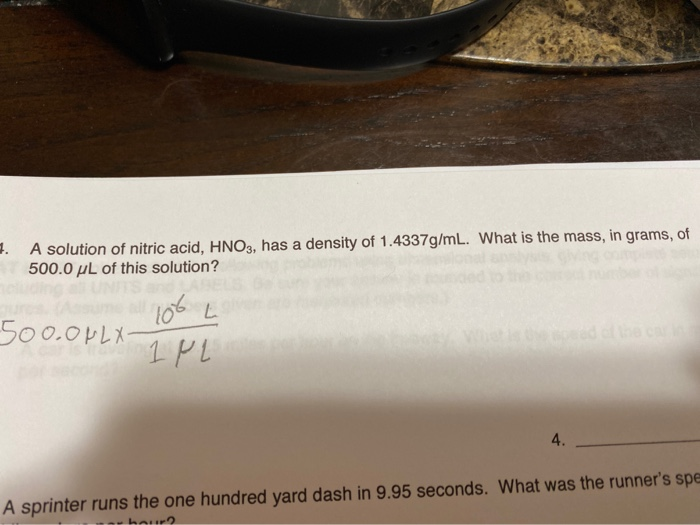 Solved A solution of nitric acid, HNO3, has a density of | Chegg.com