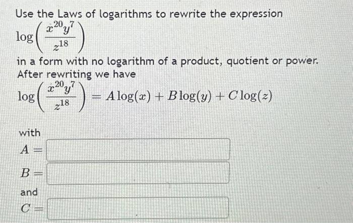 Solved Use the Laws of logarithms to rewrite the expression | Chegg.com