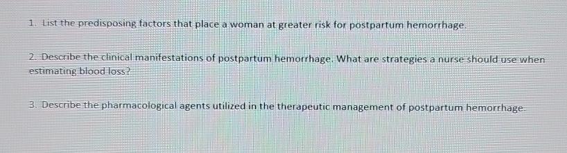 Solved List the predisposing factors that place a woman at | Chegg.com