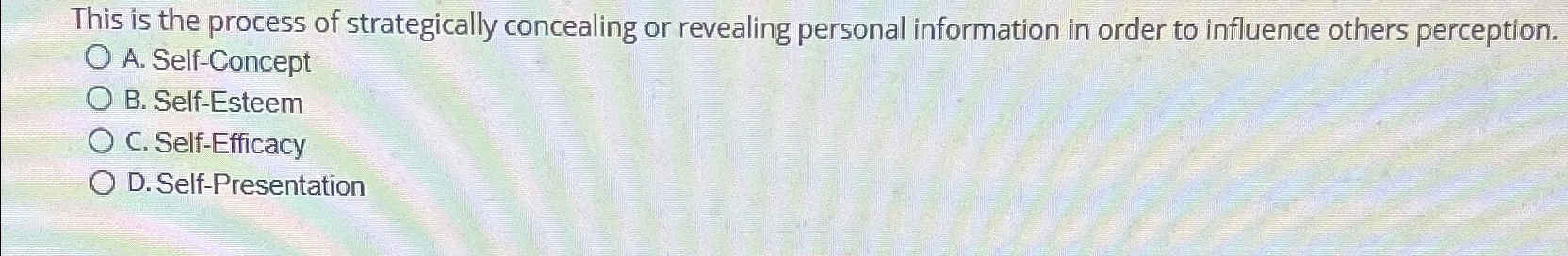 Solved This is the process of strategically concealing or | Chegg.com