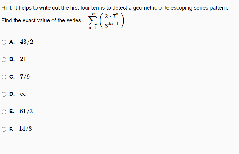Solved Hint: It helps to write out the first four terms to | Chegg.com
